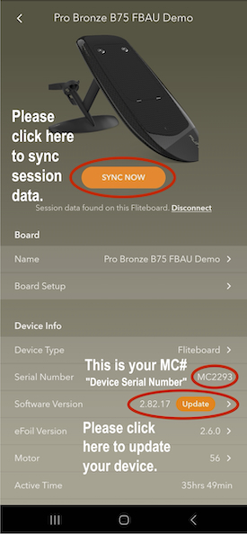 Updating Fliteboard & Flite Controller, & Syncing Session Data – Fliteboard